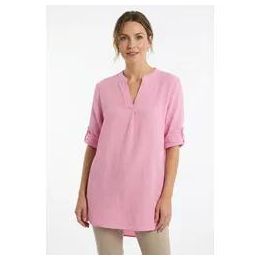 Schlupfbluse Zwillingsherz "Rom", Damen, rosa, Web, Obermaterial: 100% Baumwolle, unifarben, ca. Mitte Oberschenkel, tiefer V-Ausschnitt, Krempel&auml;rmel 1-Knopf-Manschette, Blusen Schlupfbluse, verl&auml;ngerte R&uuml;ckenpartie, V-Neck, Turn-Up &Auml;rmel, Musselin