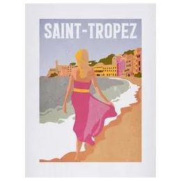 Bild Komar "Vintage Travel Saint-Tropez", bunt (farbe bild(er): bunt), B:30cm H:40cm, Holz, Papier, Bilder, Bild, Wandbild zur Dekoration - ohne Rahmen