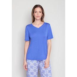 JOOP! Pyjamaoberteil JOOP, Damen, Gr. 42, knallblau, Jersey, Obermaterial: 95% Modal, 5% Elasthan, bequem h&uuml;ftbedeckend, V-Ausschnitt, Shirts, mit V-Ausscshnitt und kurzem Arm