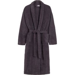 Unisex-Bademantel HIP, L:117cm, grau, Walkfrottee, Hausm&auml;ntel, "HIP Bathrobe uni - Blue", Schalkragen, G&uuml;rtel, Taschen, Baumwolle, Frottee, Weich