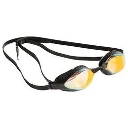 Schwimmbrille arena "AIR-SPEED MIRROR", gelb copper, schwarz, Sportbrillen, Damen, f&uuml;r Erwachsene, mit Honigwaben-Dichtungen, Anti-Fog-Beschichtung