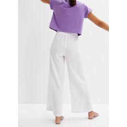 bonprix Damen Palazzohose "Palazzo-Hose aus Musselin"wei&szlig;, Gr. 40, Obermaterial: 100% Baumwolle, Hosen, aus Musselin, lockere Passform, elastischer