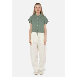 FRESHLIONS Damen Klassische Bluse "Savannah", gr&uuml;n, Gr. M, unifarben, 100% Leinen, Blusen, mit lockerer Passform