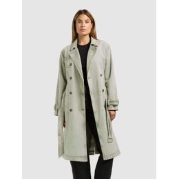 Trenchcoat Khujo "HERA", Damen, Gr. L, seagr&uuml;n, Web, 100% Baumwolle, regular fit, eingesetzt abgesteppte Kante verstellbar, M&auml;ntel