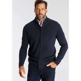 MAN'S WORLD Strickjacke MAN'S WORLD "neue Farben", Herren, Gr. 4XL (68/70), blau (marine), Strick, Obermaterial: 50% Baumwolle, 50% Polyacryl, unifarben, Basic, regular fit, ohne Ausschnitt, Rippstrickb&uuml;ndchen, Strickjacken Strickjacke, aus Baumwollmischung