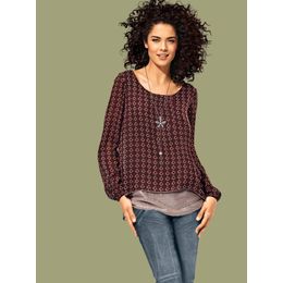 Damen Longbluse, rot, Gr. 34, Rick Cardona BY HEINE, bedruckt, gemustert, 100% Polyester, Blusen