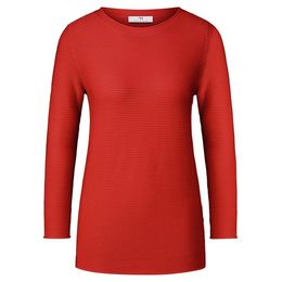 Peter Hahn - Rundhals-Pullover mit 3/4-Arm, rot, Gr. 50 / XL - Baumwolle