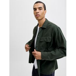 Jack & Jones JACK & JONES Herren Langarmhemd "JJECHARGE OVERSHIRT LS NOOS", gr&uuml;n, Gr. S, unifarben, Web, Obermaterial: 60% Baumwolle, 40% Polyester, Hemden