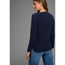 Laura Scott Damen Rundhalspullover, blau, Gr. 44, unifarben, Feinstrick, Obermaterial: 100% Baumwolle, Pullover, leichter &Uuml;bergangspullover mit