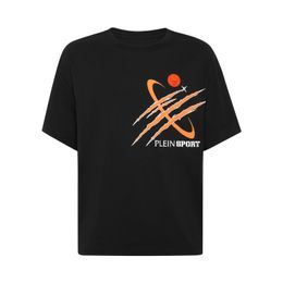 Plein Sport Jungen T-Shirt "Scratch"0220, schwarz, orange, Gr. S, Obermaterial: 100% Baumwolle, Shirts