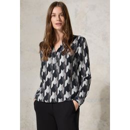 Langarmbluse Cecil, Damen, Gr. XL (44), schwarz, Stoff, 100% Viskose, bedruckt, normal normal, Rundhals, B&uuml;ndchen, Blusen