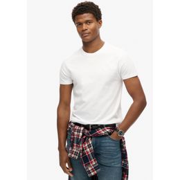 Rundhalsshirt Superdry "ESSENTIAL LOGO EMB TEE", Herren, Gr. XXL, wei&szlig; (optic, optic), Single Jersey, Obermaterial: 100% Baumwolle, slim fit normal, Rundhals, Shirts Rundhalsshirt
