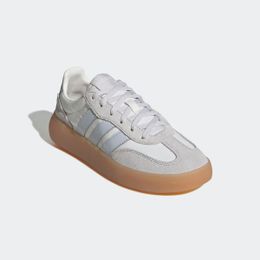 Sneaker adidas Sportswear "BARREDA DECODE KIDS", M&auml;dchen, Gr. 35,5, core wei&szlig;, halo blau, grau one, Leder, Textil, Schuhe Sneaker, inspiriert vom adidas Handball Spezial, f&uuml;r Kinder & Jugendliche