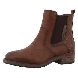 Winterstiefelette Mustang SHOES "Gelja", Damen, Gr. 38, braun (cognac), Lederimitat, used, Schuhe Winterstiefelette, Stiefelette, Winterboots mit Anziehlasche