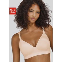 Push-up-BH Lascana "COMFY BRA", Damen, Gr. 70, Cup D, beige (puder), Piqu&eacute;, Obermaterial: 50% Baumwolle, 33% Polyamid, 14% Polyester, 3% Elasthan, Basic, BHs Push-up-BH, ohne B&uuml;gel aus Baumwolle, Basic Dessous