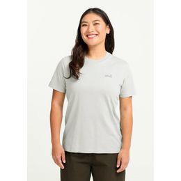 Jack Wolfskin Damen T-Shirt "ESSENTIAL T W", grau, Gr. XL, Obermaterial: 100% BAUMWOLLE, Shirts, T-Shirt aus Bio-Baumwolle, atmungsaktiv, weich