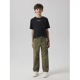 name it Jungen Cargohose "NKMRYAN STRAIGHT TWILL PANT 1880-AX NOOS", gr&uuml;n, Gr. 146, unifarben, washed, Web, Obermaterial: 97% Baumwolle, 3% Elasthan,