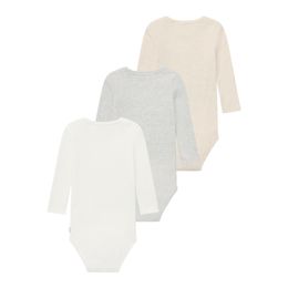 Kinder Langarmbody "HUGB 3PK BODYSUIT", beige, Gr. 3, HUGGIES BABYWEAR, unifarben, Feinripp, Obermaterial: 100% Baumwolle, Bodys, 3er-Pack, in