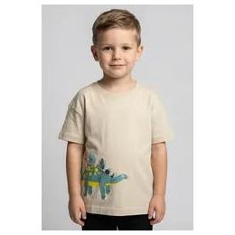 T-Shirt Blue Seven, Jungen, Gr. 98, kiesel, Single Jersey, Obermaterial: 100% Baumwolle, bedruckt, unifarben, Basic normal, Rundhals, Shirts T-Shirt, Basic-Passform, mit tollen Pailletten, aus reiner Baumwolle