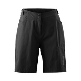 Fahrradhose Gonso "Adventure Shorts W", Damen, Gr. 36, Normalgr&ouml;&szlig;en, schwarz, 90% Polyamid, 10% Elasthan, Hosen Fahrradhose, Damen Radhose mit einkn&ouml;pfbarer Radunterhose mit Sitzpolster