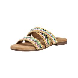 Lazamani Damen Pantolette "Lazamani Pantoletten Leder/Textil", Gr. 39, beige, Leder, Textil, Schuhe