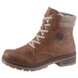 Winterboots Rieker, Damen, Gr. 36, braun (cognac), Filz, Lederimitat, used, Schuhe Winterboots, Winterstiefelette, Blockabsatz, in trendiger Used-Optik