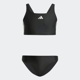 M&auml;dchen Bustier-Bikini "3-STREIFEN V-BACK KIDS BIKINI", schwarz-wei&szlig;, Gr. 104, adidas Performance, Obermaterial: 78% Polyamid, 22% Elasthan,