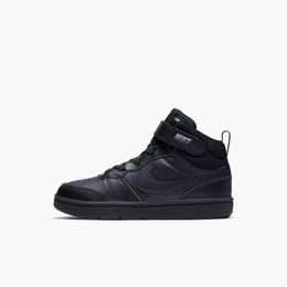 Sneaker Nike Sportswear "COURT BOROUGH MID 2 (PSV)", M&auml;dchen, Gr. 30, schwarz, schwarz, schwarz, Leder, Synthetik, Schuhe Sneaker, inspiriert vom Air Force 1, f&uuml;r Basketball und sportlichen Alltag