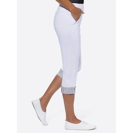 Casual Looks Damen Caprihose, wei&szlig;, Gr. 40, gemustert, mehrfarbig, 72% Viskose, 25% Polyamid, 3% Elasthan, Hosen