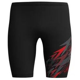 Badehose Speedo "GALA LOGO JAM AM", Herren, Gr. 6M, N-Gr, blk, rot, Obermaterial: 80% Nylon, 20% Elasthan, Badehosen Badehose, schnell trocknent