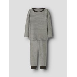 name it M&auml;dchen Schlafanzug "NMNNIGHTSET STRIPE RIB NOOS", Gr. 98delicioso, Feinripp, Obermaterial: 95% Baumwolle, 5% Elasthan, geringelt, gestreift,