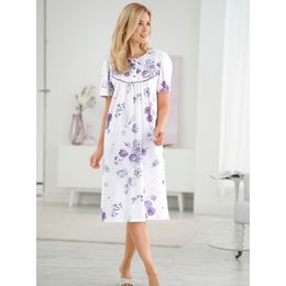 w&auml;schepur Nachthemd W&Auml;SCHEPUR "Nachthemd", Damen, Gr. 40/42, Normalgr&ouml;&szlig;en, beige (ecru, bedruckt), 100% Baumwolle, gebl&uuml;mt, gemustert, Kleider Nachthemd