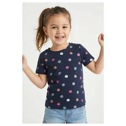 T-Shirt Tom Tailor, M&auml;dchen, Gr. 128/134, dunkelblau multicolor dot, Single Jersey, Obermaterial: 95% Baumwolle, 5% Elasthan, bedruckt, regular fit normal, Rundhals, Shirts T-Shirt, mit All-Over Print