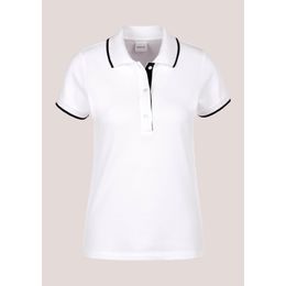 Madeleine Mode Kurzarmshirt MADELEINE "Poloshirt Klassisches Poloshirt", Damen, Gr. 34, wei&szlig; (wei&szlig;, marine), Obermaterial: 97% Baumwolle CO. 3% Elasthan EL., Modern, normal, Shirts