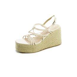 FINDLAY Damen Sandale "AVEIRO", Gr. 40, beige, Lederimitat, Schuhe, mit Riemchen