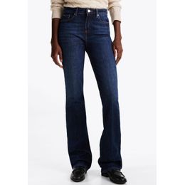 Bootcut-Jeans Tommy Hilfiger "BOOTCUT RW PATY", Damen, Gr. 25, L&auml;nge 32, blau (nos dunkelblau), Denim/Jeans, Obermaterial: 99% Baumwolle, 1% Elasthan, unifarben, bootcut fit lang, Jeans, mit Tommy Hilfiger Logo-Badge, Regular Waist