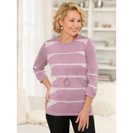 Classic Basics Damen 3/4 Arm-Pullover "Pullover", rosa, Gr. 40, gemustert, gestreift, mehrfarbig, 100% Polyacryl, Pullover
