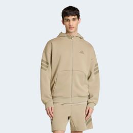 Kapuzensweatjacke adidas Sportswear "FUTURE ICONS 3-STREIFEN", Herren, Gr. 3XL, wonder cargo, Obermaterial: 67% Polyester, 33% Baumwolle, angesetztes B&uuml;ndchen, Sweatjacken