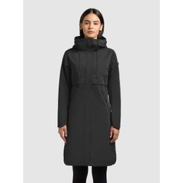Kurzmantel Khujo "MANAO2", Damen, Gr. M, schwarz, Web, 100% Polyester, unifarben, regular fit ca. Mitte Oberschenkel, eingesetzt abgesteppte Kante, M&auml;ntel Kurzmantel