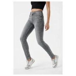 Skinny-fit-Jeans Only "ONLBLUSH MID WAIST SKINNY DNM DOT", Damen, Gr. L, L&auml;nge 30, grau denim, Denim/Jeans, Obermaterial: 92% Baumwolle, 6% Elastomultiester, 2% Elasthan, unifarben, skinny fit lang, Jeans