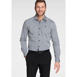 Langarmhemd Bruno Banani, Herren, Gr. 35/36, N-Gr, grau (silbergrau), Popeline, Obermaterial: 100% Baumwolle, Basic, 2-Knopf-Manschette verstellbar, Hemden