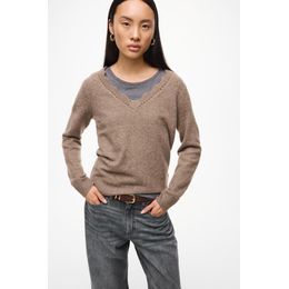 Vila Damen V-Ausschnitt-Pullover "VINIKOLINA V-NECK L/S KNIT TOP - NOOS"falcon detail:melange, Gr. S, meliert, Strick, Obermaterial: 97% Polyester,