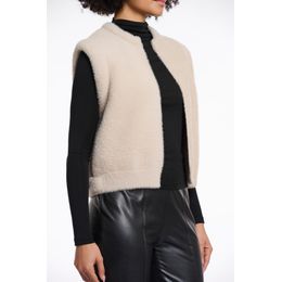 Rino & Pelle Kurzweste RINO & PELLE "ELONA", Damen, Gr. S (36), grau (stone), Boucl&eacute;, Obermaterial: 59% Polyamid, 26% Polyester, 15% Viskose, unifarben, regular fit taillenbedeckt, Westen, mit B&uuml;ndchen