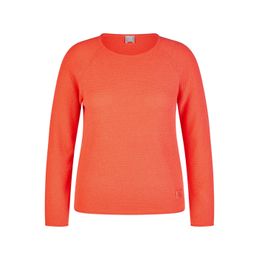 Rabe Damen Rundhalspullover, orange, Gr. 46, unifarben, Strick, Obermaterial: 60% Baumwolle, 40% Polyacryl, Pullover