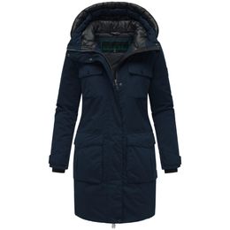 Winterjacke Navahoo "Eissturm 14", Damen, Gr. L (40), blau (navy), Material: 100% Polyester, gerade h&uuml;ftbedeckend, weit gerader Abschluss, Jacken Winterjacke, Wasserabweisende Jacke mit Kapuze