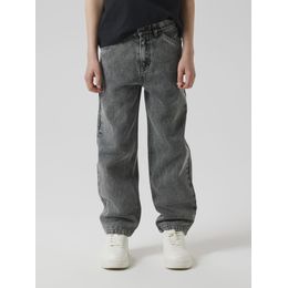 5-Pocket-Jeans name it "NKMRYAN f&uuml;r Jungen mit geradem Bein und 5-Pocket-Style", Jungen, Gr. 116, N-Gr, blau (medium grau denim), Denim/Jeans, Obermaterial: 100% Baumwolle, leichte Abriebeffekte, straight fit kn&ouml;chellang, Jeans 5-Pocket-Jeans, unifarben, casual, straight fit, Baumwolle, Denim