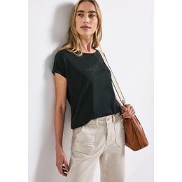 Street One Damen T-Shirt, gr&uuml;n, Gr. 34, bedruckt, Web, 50% Baumwolle, 50% Modal, Shirts, aus Baumwolle mit Stretchante