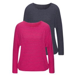 Vivance Damen Langarmshirt "aus sommerlicher Strickqualit&auml;t", pink, Gr. 48, gemustert, Feinstrick, Obermaterial: 68% Viskose (LENZING ECOVERO ), 30%