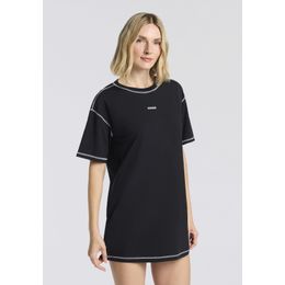 HUGO UNDERWEAR Damen Nachthemd "NITE NIGHTY", Gr. XS, schwarz, Jersey, Obermaterial: 93% Baumwolle, 7% Elasthan, Kleider, kontrastfarbene N&auml;hte
