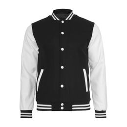Allwetterjacke Urban Classics "Urban Classics Herren Oldschool College Jacket", Herren, Gr. L, schwarz, wei&szlig;, 50% Wolle, 50% Viskose, mehrfarbig, normal, amerikanischer Ausschnitt, Jacken